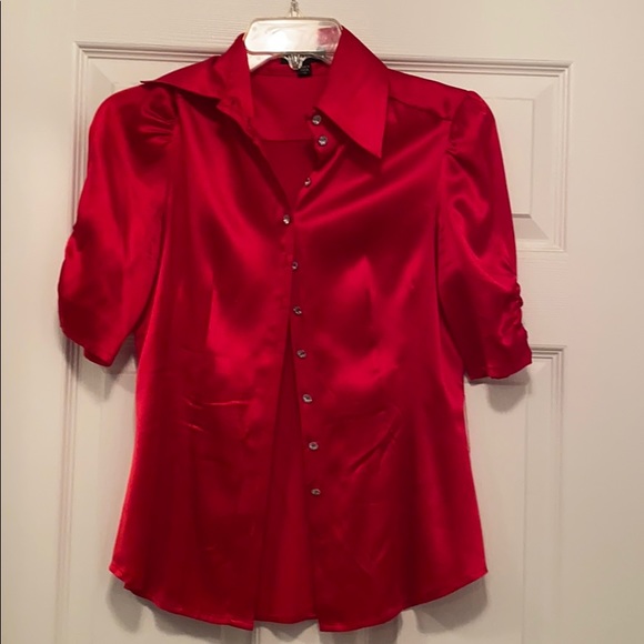 bebe | Tops | Silk Red Bebe Blouse | Poshmark